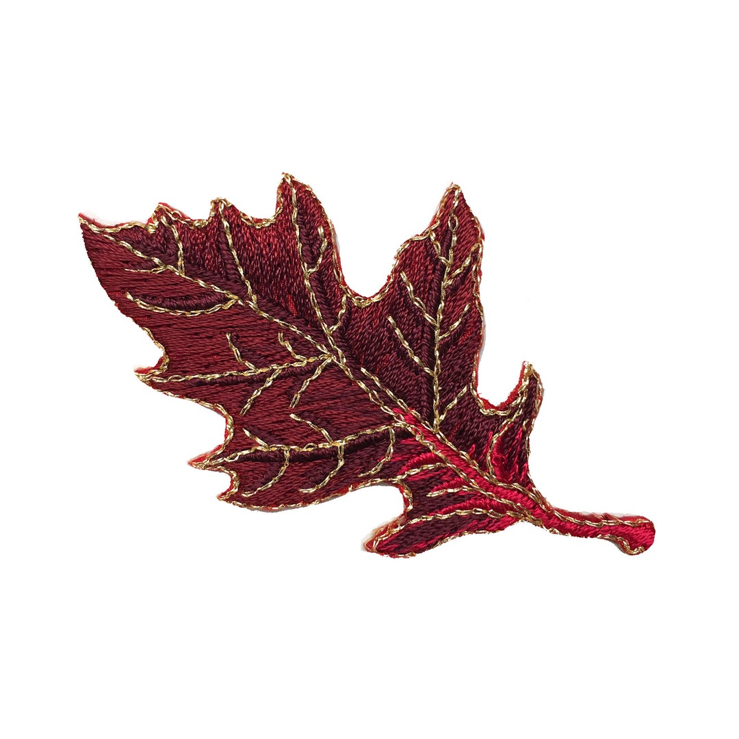 Tree Leaf - Fall - Oak Leaves - Burgundy/gold - Embroidered Patch ...