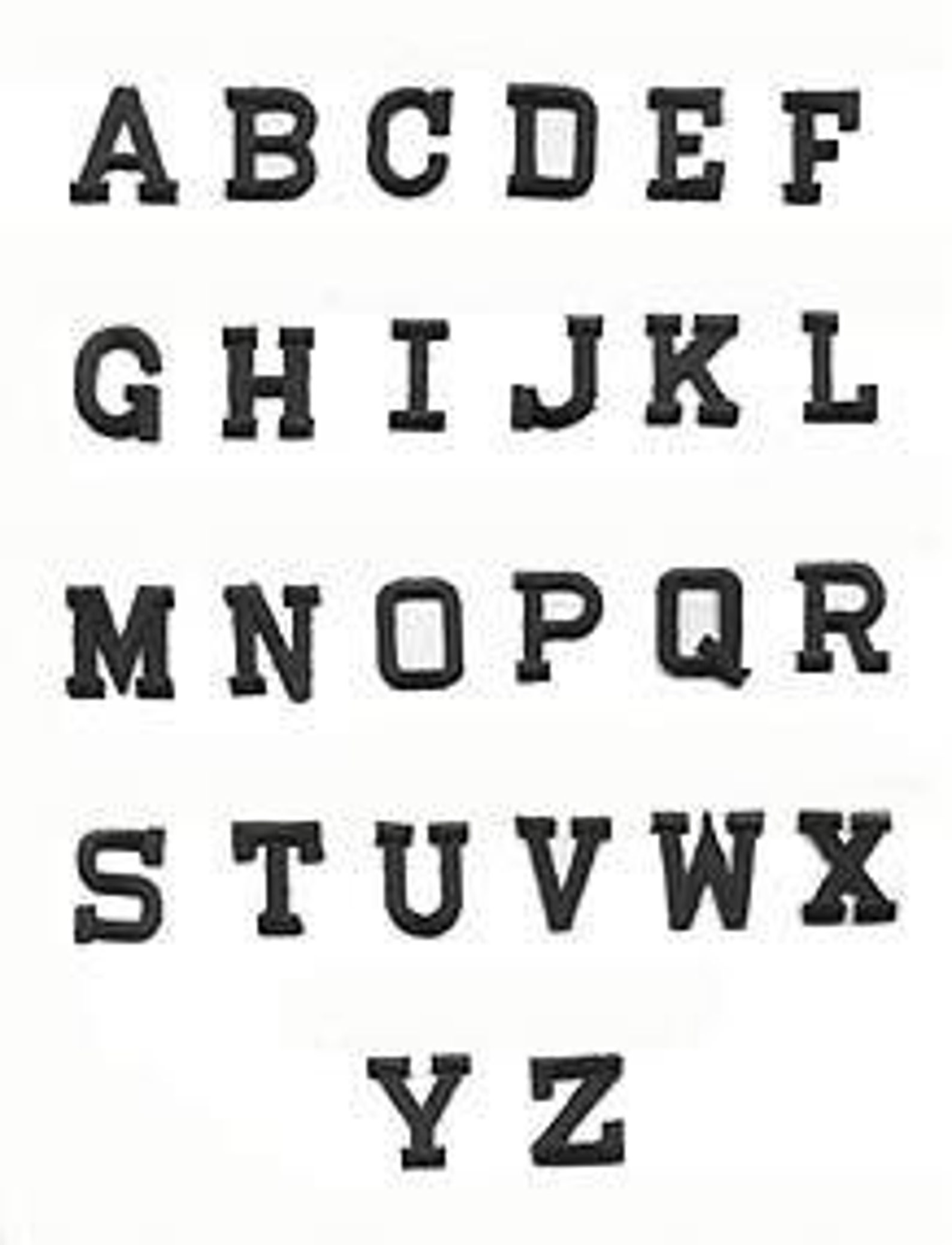 Alphabet Letter - Black - 1 INCH - 1" - Block Style - Iron on Applique ...