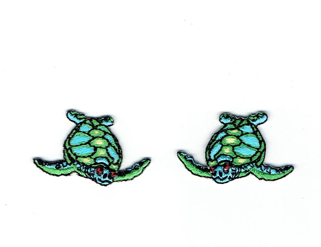 Small Mini Sea Turtle - Facing Right or Left - Blue and Green - Iron on ...