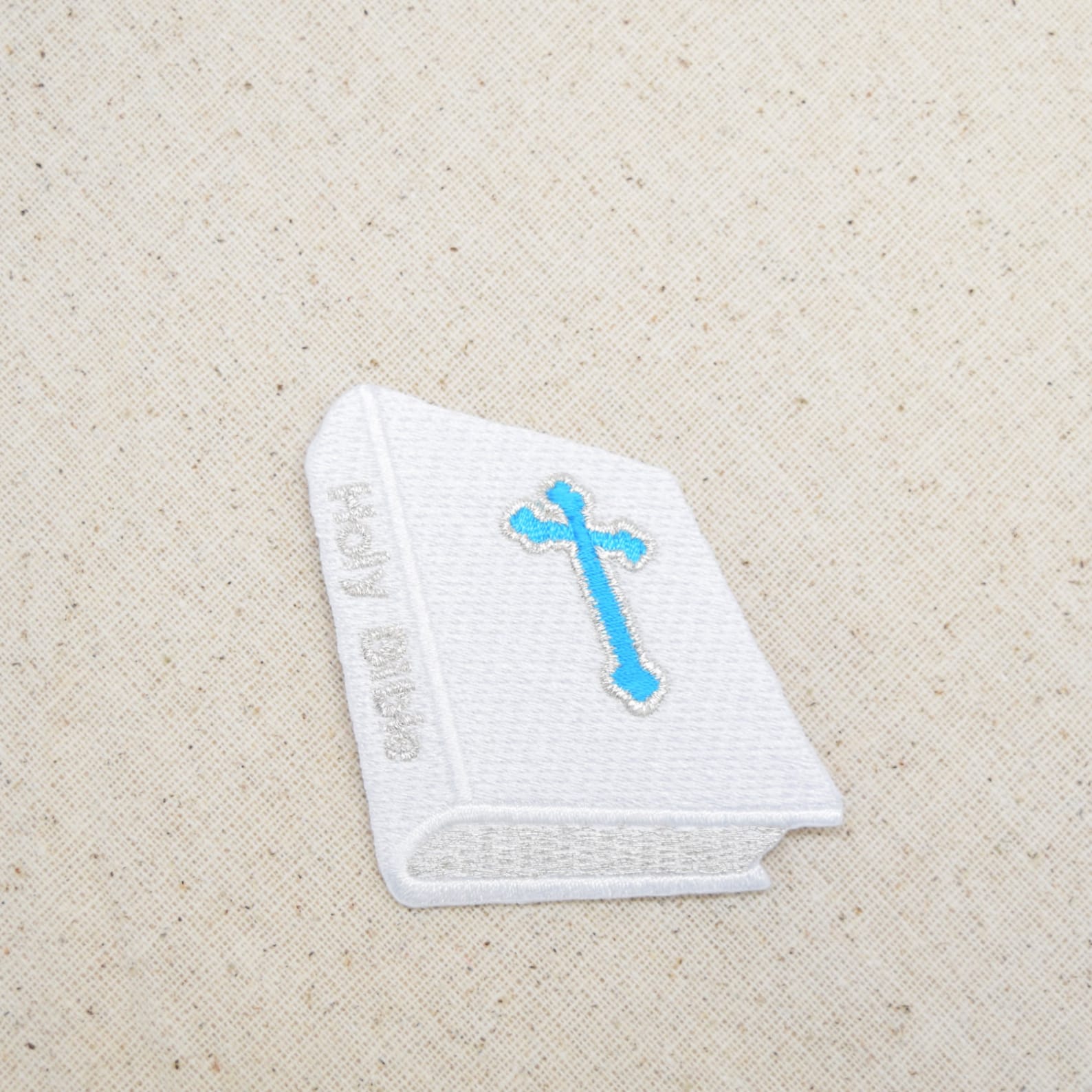 Holy Bible With Cross - Turquoise and White - Iron on Applique ...