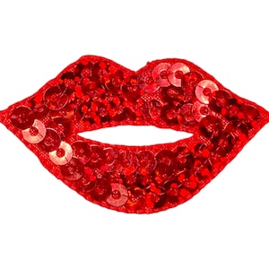 Sequin Lips, Red or Hot Pink, Iron on Patch - Etsy