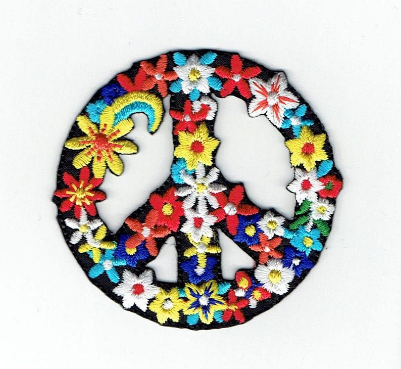 Peace Sign With Flowers Iron on Applique Embroidered Patch - Etsy