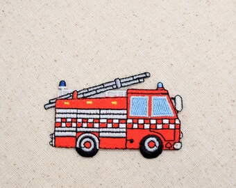 Fire Engine Truck Small Iron on Applique Embroidered | Etsy