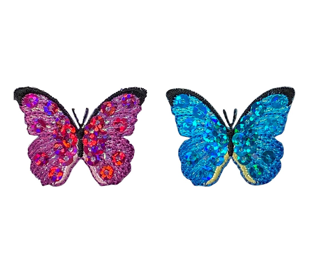 Small Sequin - Butterfly - Iron on Applique - Embroidered Patch ...