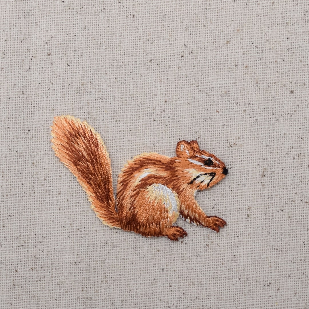 Chipmunk - Brown - Facing Right - Embroidered Patch - Iron on Applique ...