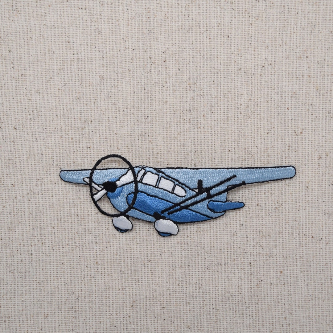 Blue - Cessna Style Airplane - Iron on Applique - Embroidered Patch ...