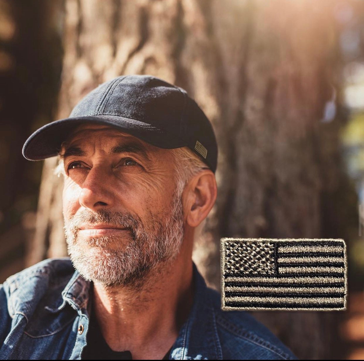 American Flag - Black/tan - Subdued - USA - Patriotic - Iron on ...