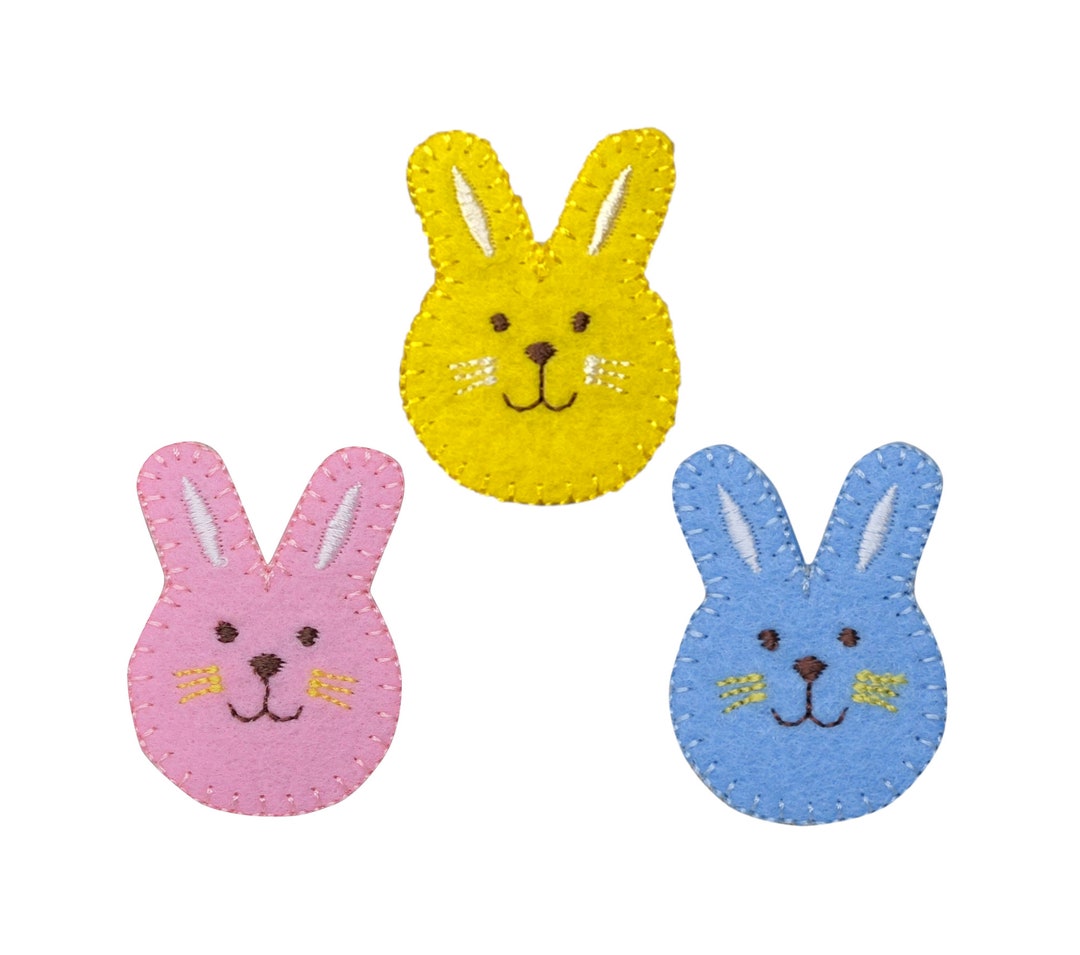 Easter Bunny Rabbit, Face, Embroidered Iron on Patch - BLUE, PINK, or ...