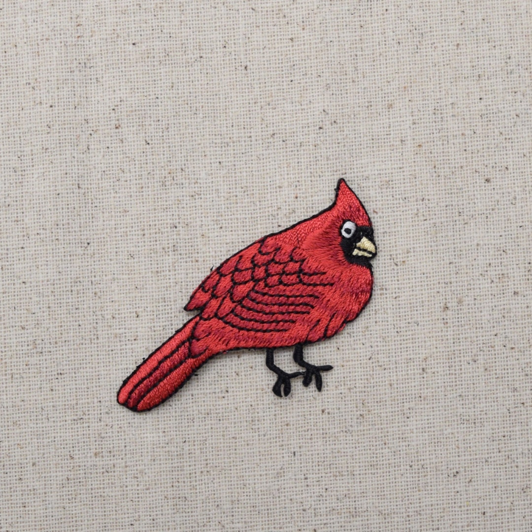 Cardinal - Red Bird - Male - Iron on Applique - Embroidered Patch ...