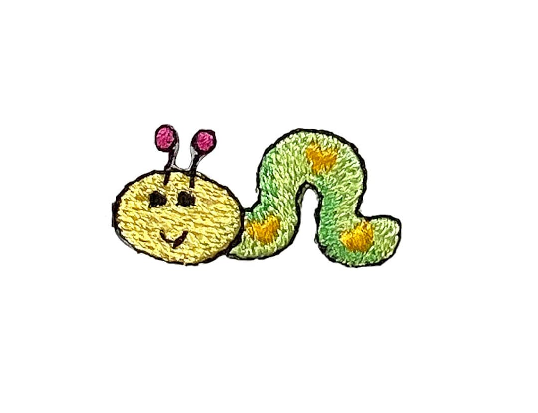 Green Inch Worm, Children's Design, Smiling Inchworm, Caterpillar, Iron ...