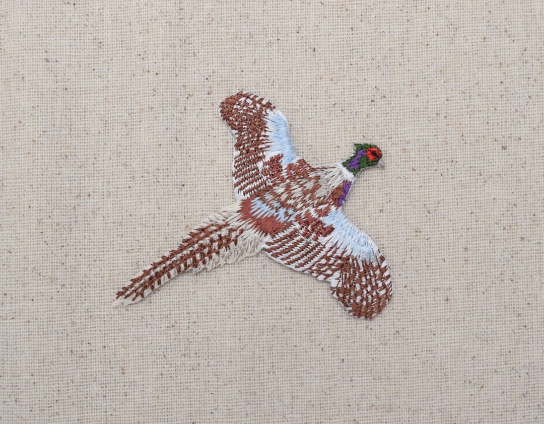 Ring-necked Pheasant - Bird - Flying - Iron on Applique - Embroidered ...
