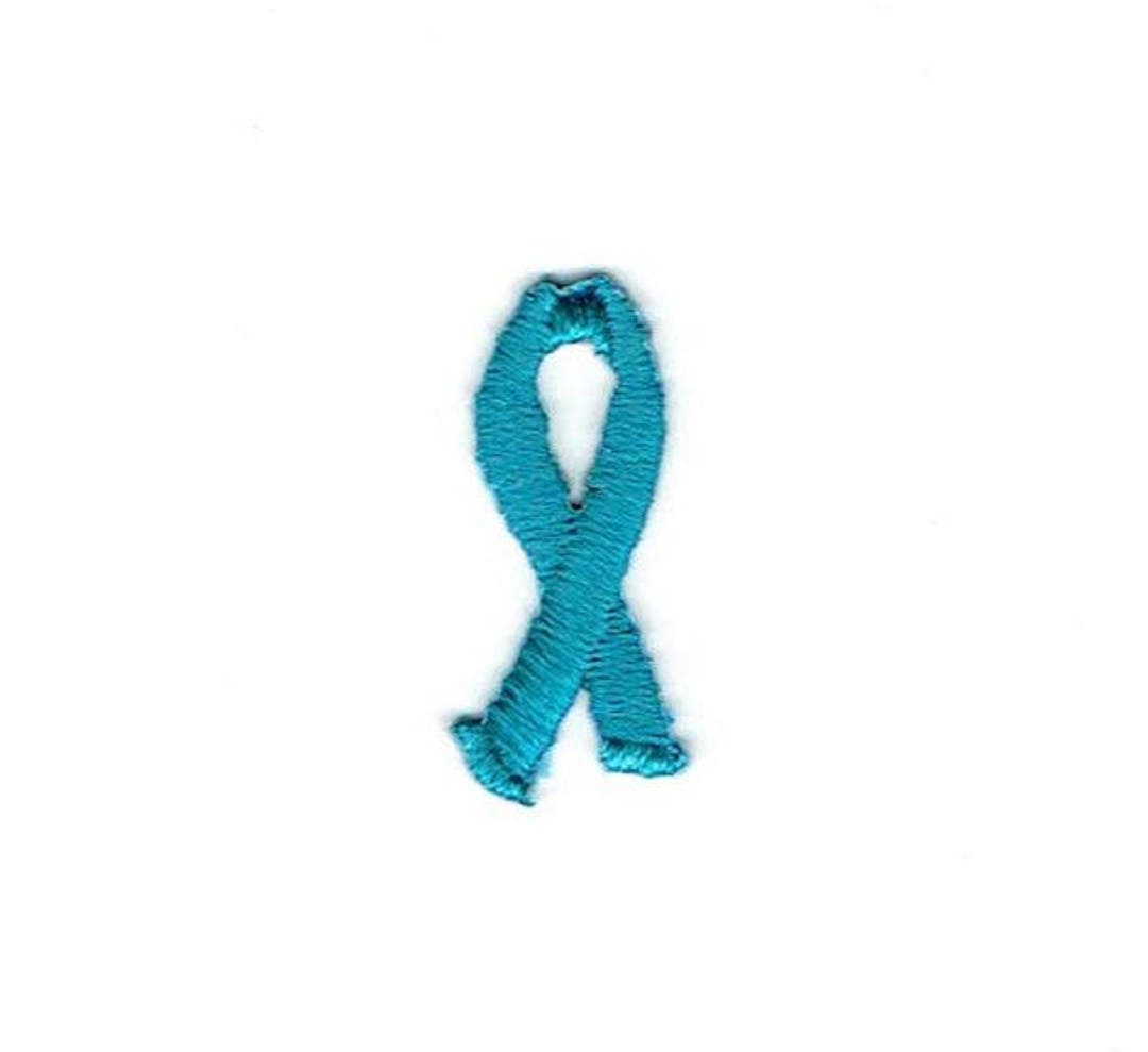 Small Teal - Cancer Ribbon - Iron on Applique - Embroidered Patch ...