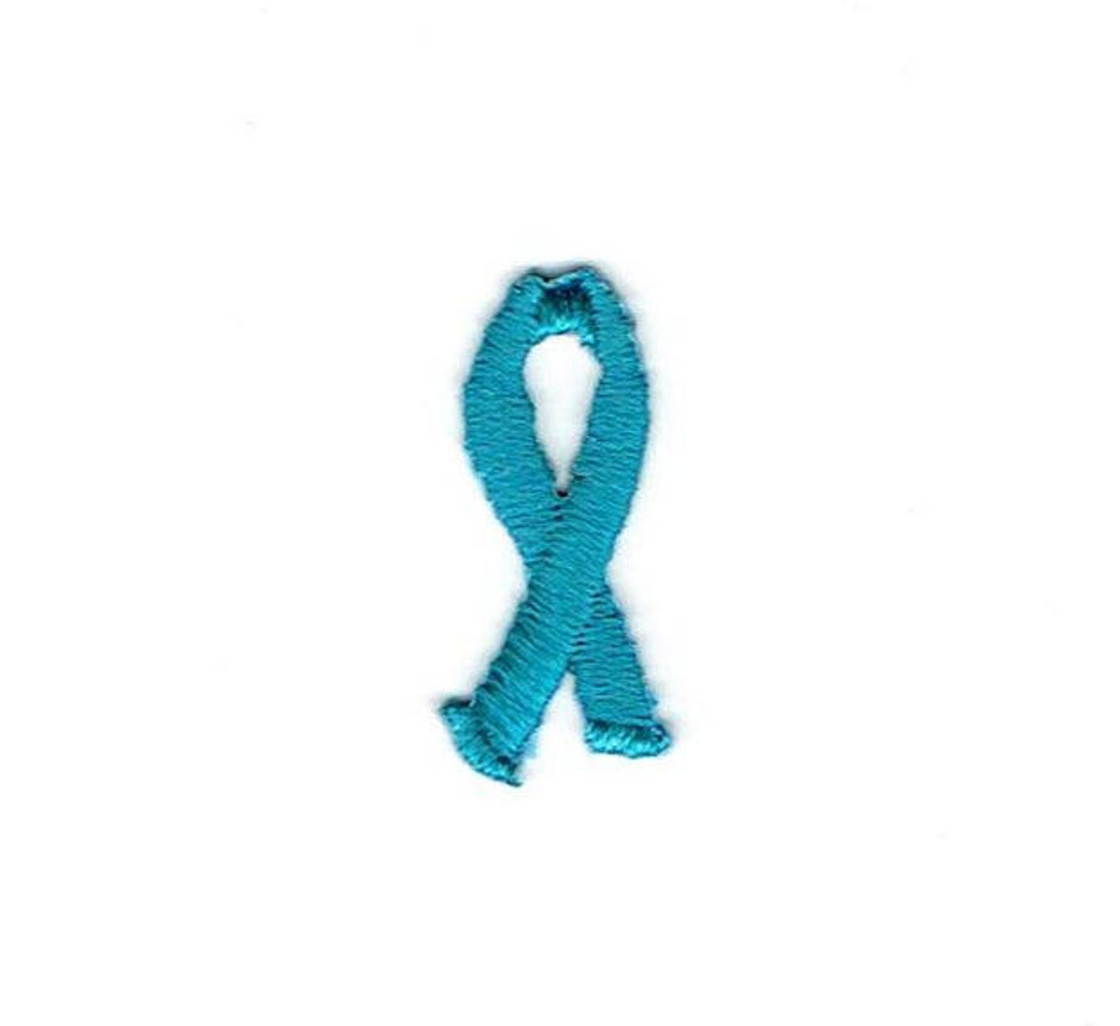Small Teal Cancer Ribbon Iron on Applique Embroidered | Etsy