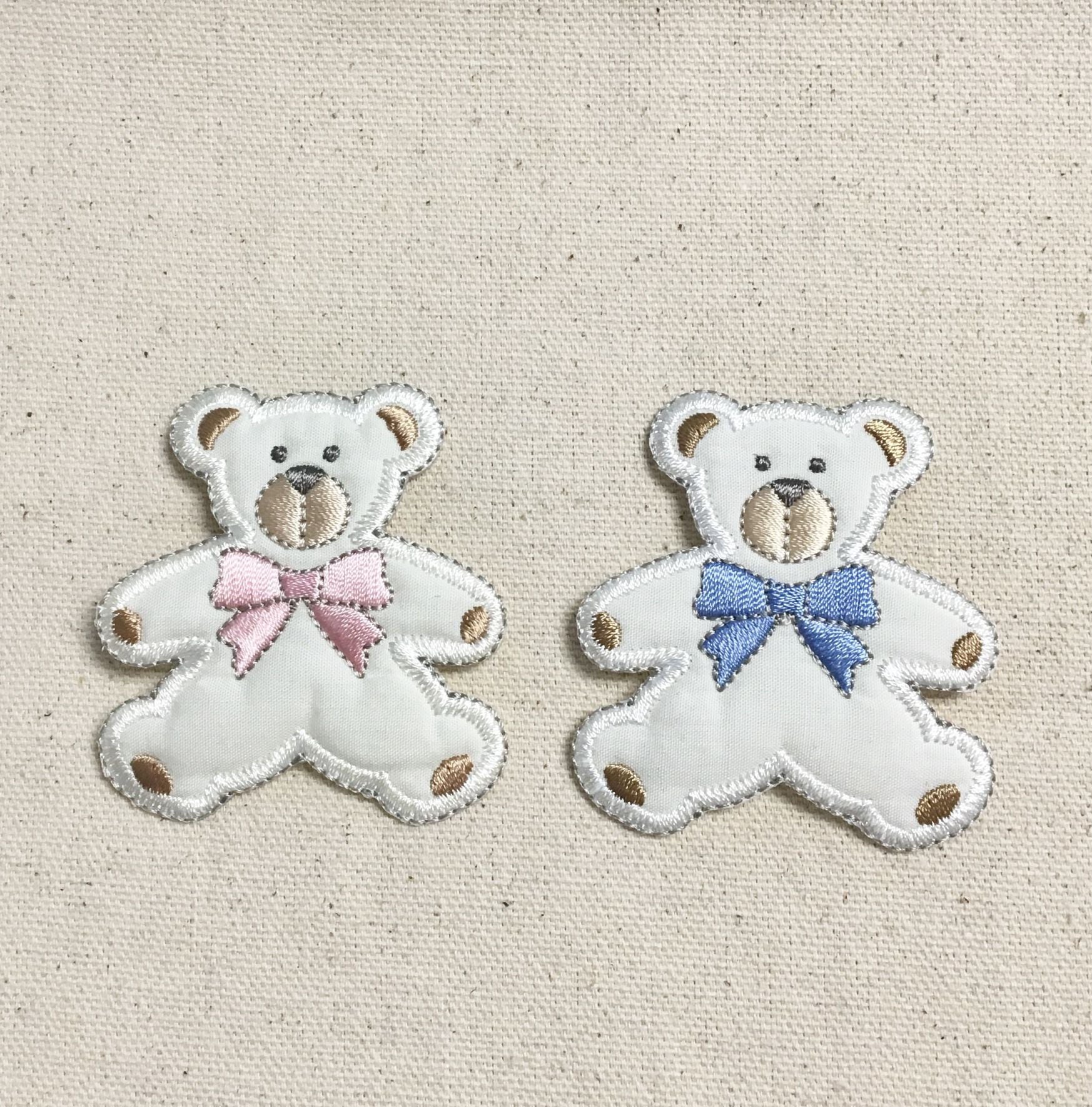 Puffy Childrens Beige Teddy Bear Blue or Pink Bow | Etsy