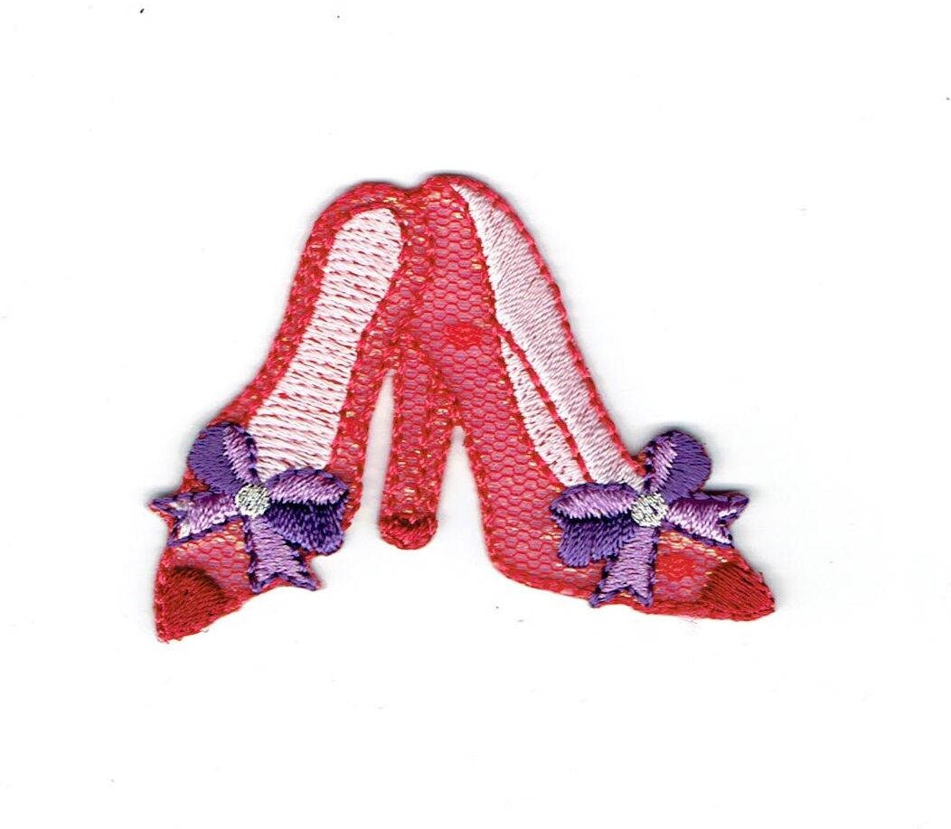 Fancy Shoes Red/Purple Iron on Applique Embroidered | Etsy