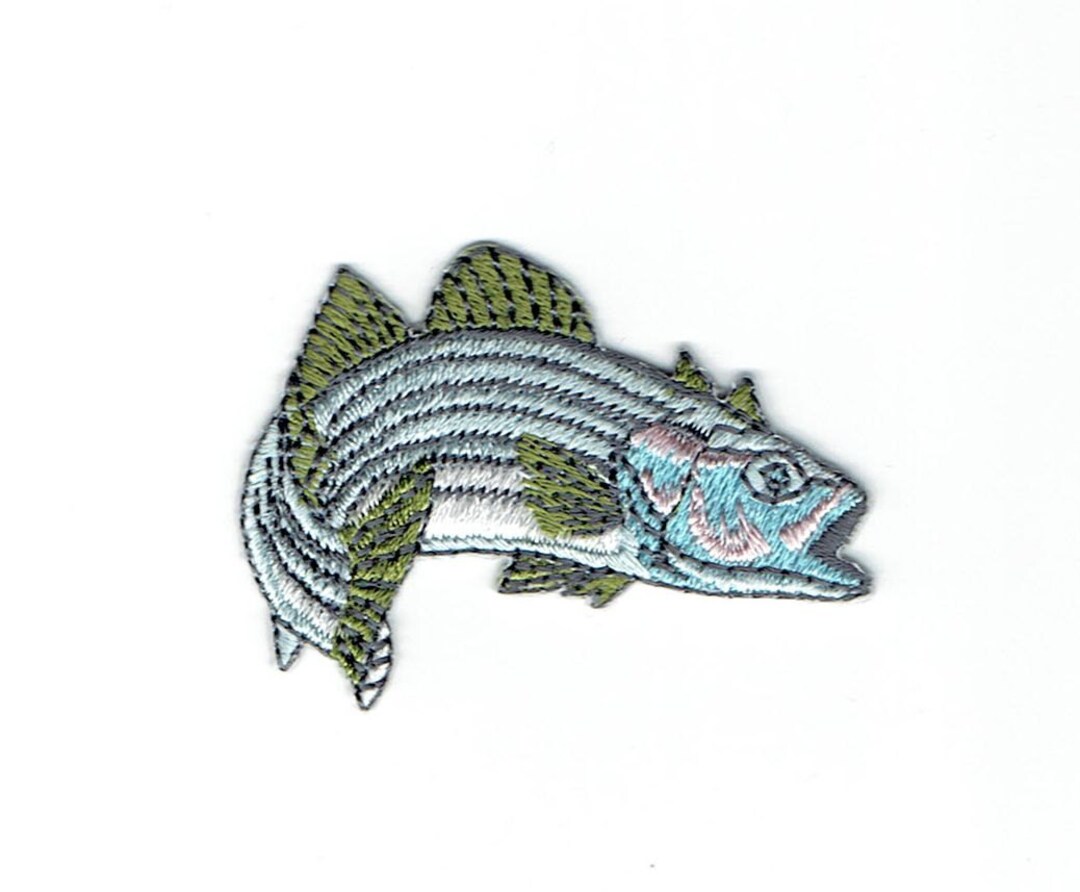 Stripe Bass Natural Fish Blue/green Facing Right Iron on Applique ...