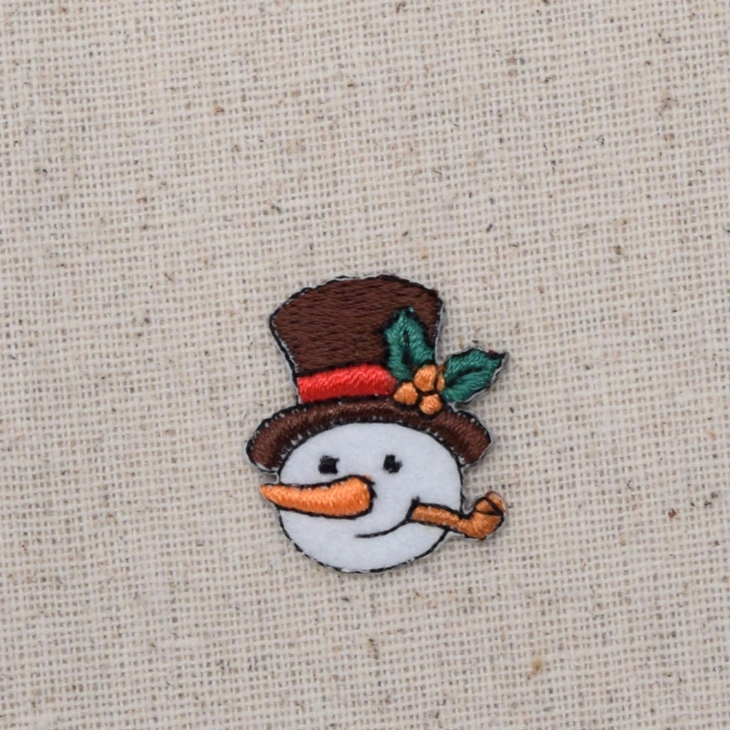 Mini Snowman Face With Top Hat and Corncob Pipe Embroidered - Etsy
