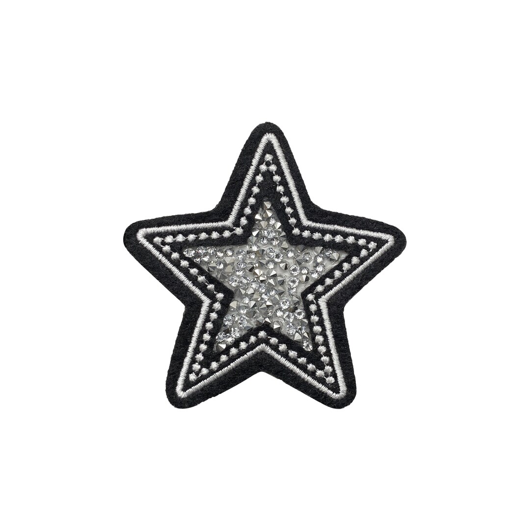 Black Star With Crushed Crystals, Iron on Patch - Etsy