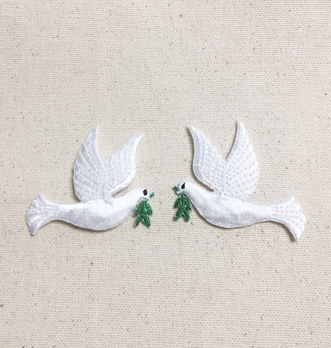 White - Peace Dove - Olive Branch - Facing LEFT or RIGHT - Iron on ...