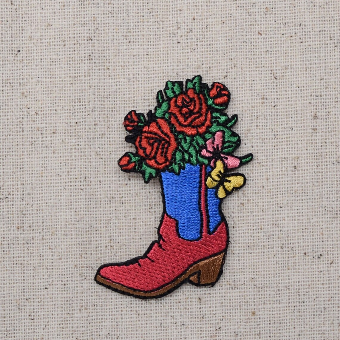 Western Cowboy Boot and Flowers Embroidered Patch Iron on - Etsy