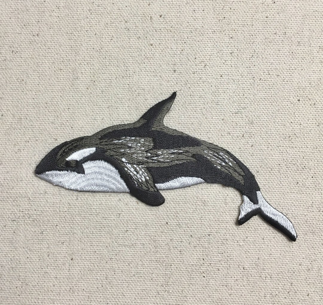 Orca - Killer Whale - Black/white - Iron on Applique - Embroidered ...