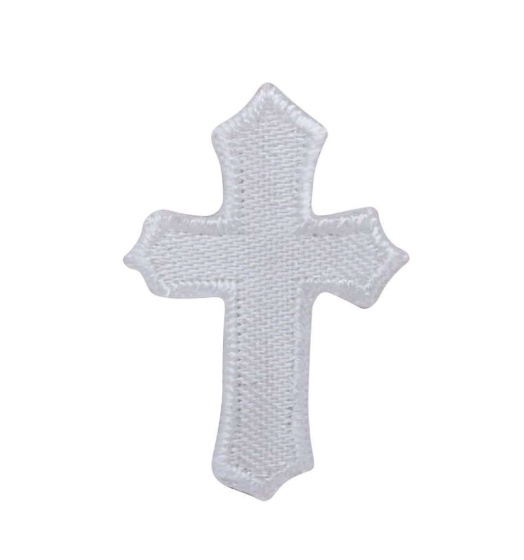 Small - White Cross - Holy - Christian - Iron on Patch - Embroidered ...