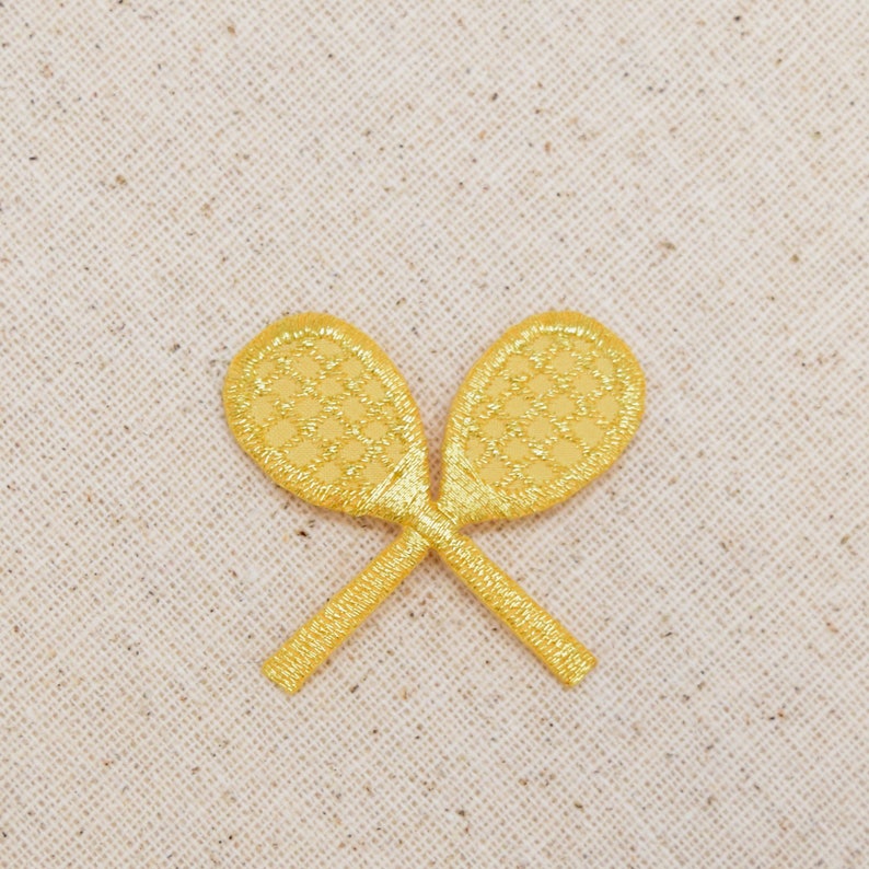 Small - Gold - Crossed Tennis Rackets - Iron on Applique - Embroidered ...