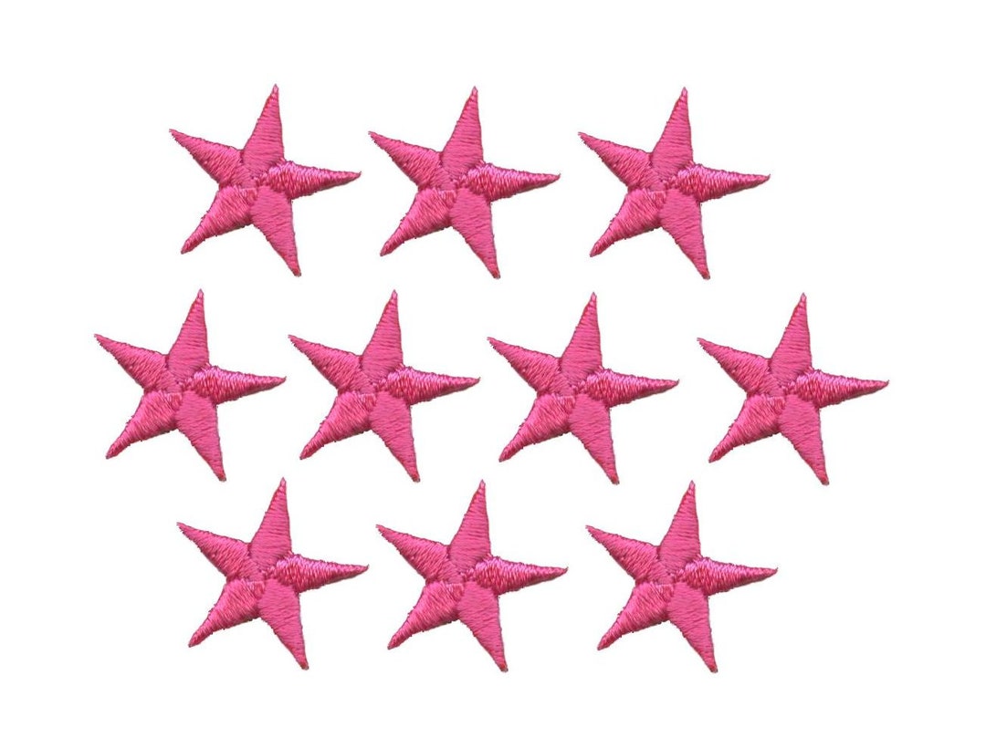 Hot Pink Stars - 1-5/8" - Pack of 10 Pieces - Iron on Applique -150034 ...
