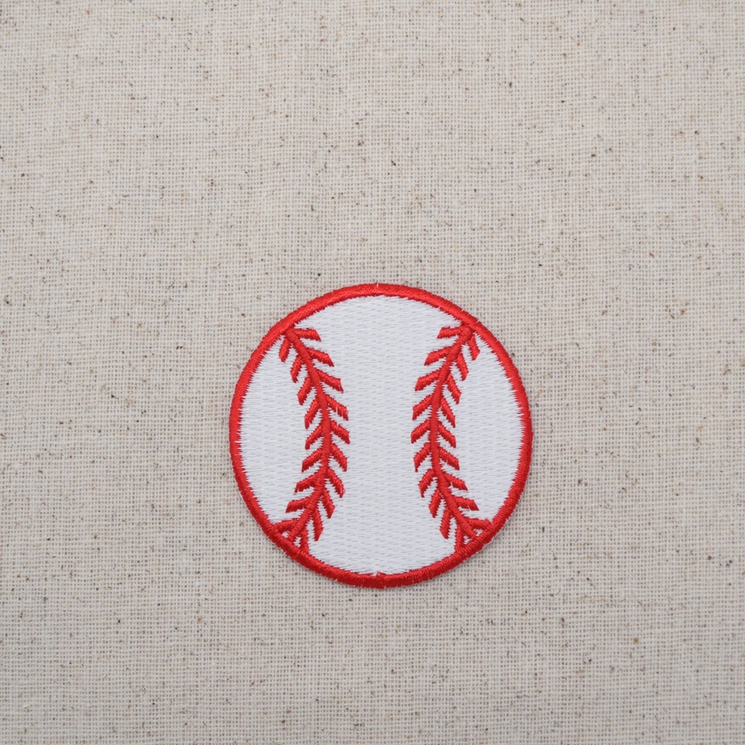 Large - Baseball - Red and White - Embroidered Patch - Iron on Applique ...