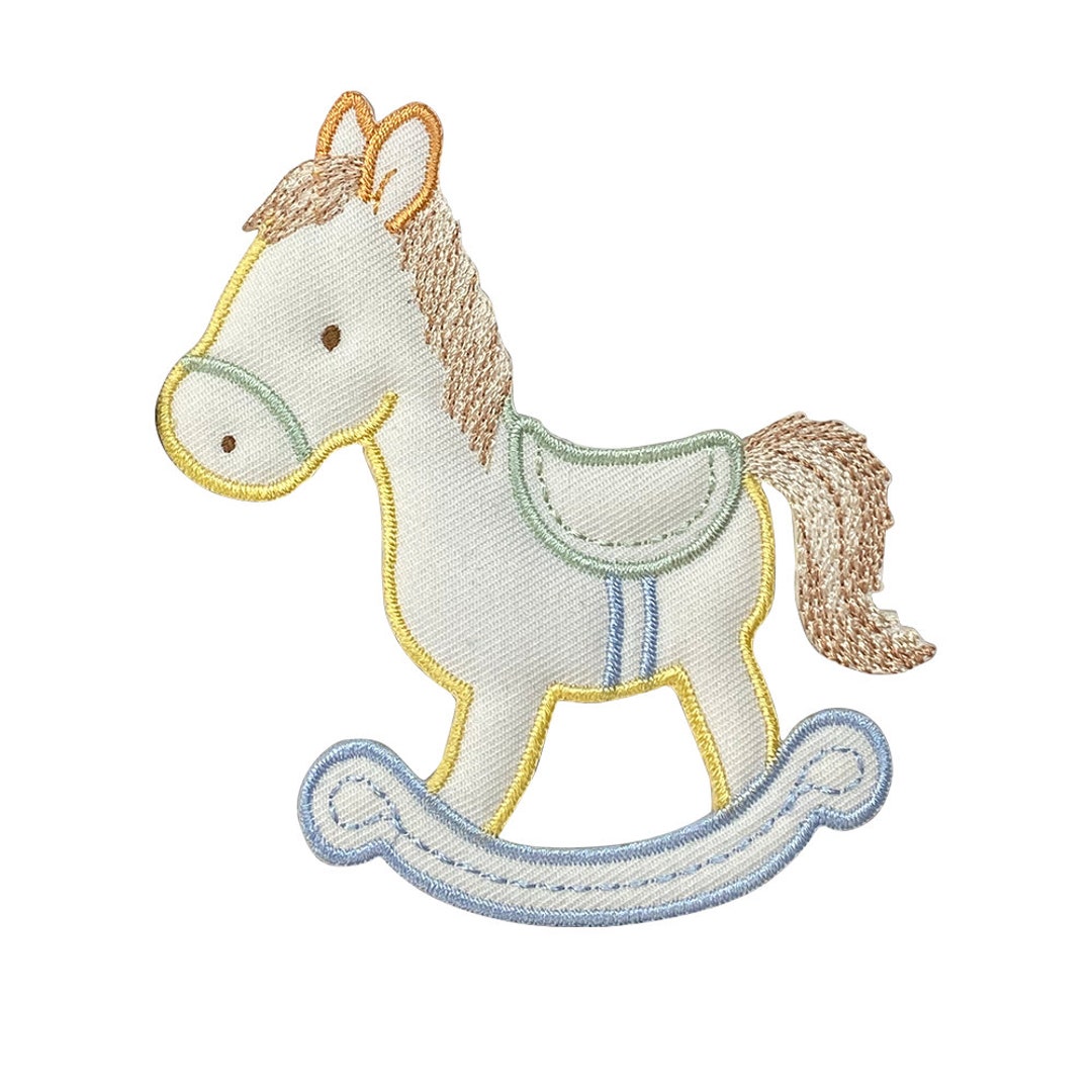 Children's Rocking Horse, Pastel, Puffy, Iron on Patch - Etsy