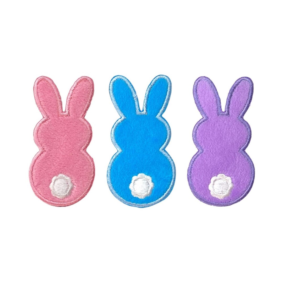 Easter Bunny Rabbit, Fuzzy Backside, Iron on Patch, Blue, Pink, Purple - Etsy