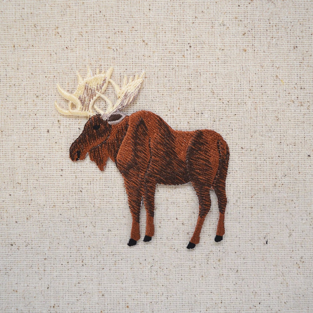 Moose - Natural - Facing Left - Full Body - Iron on Applique ...