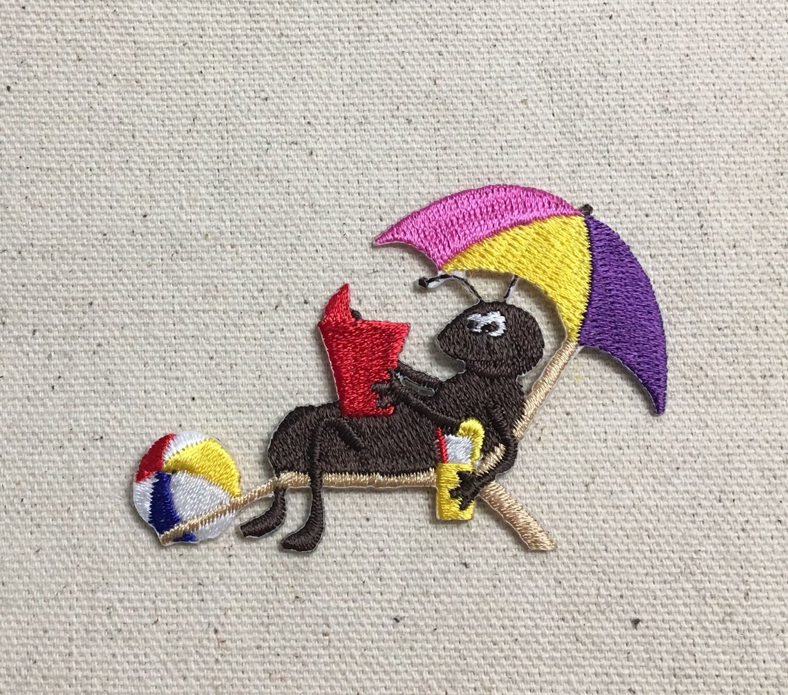 Ant Beach Chair/Umbrella Iron on Applique Embroidered | Etsy