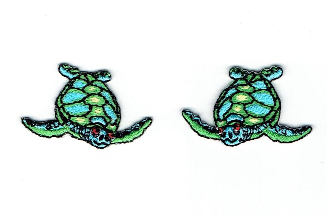 Sea Turtle - Facing Left or Right - Blue and Green - Iron on Applique ...