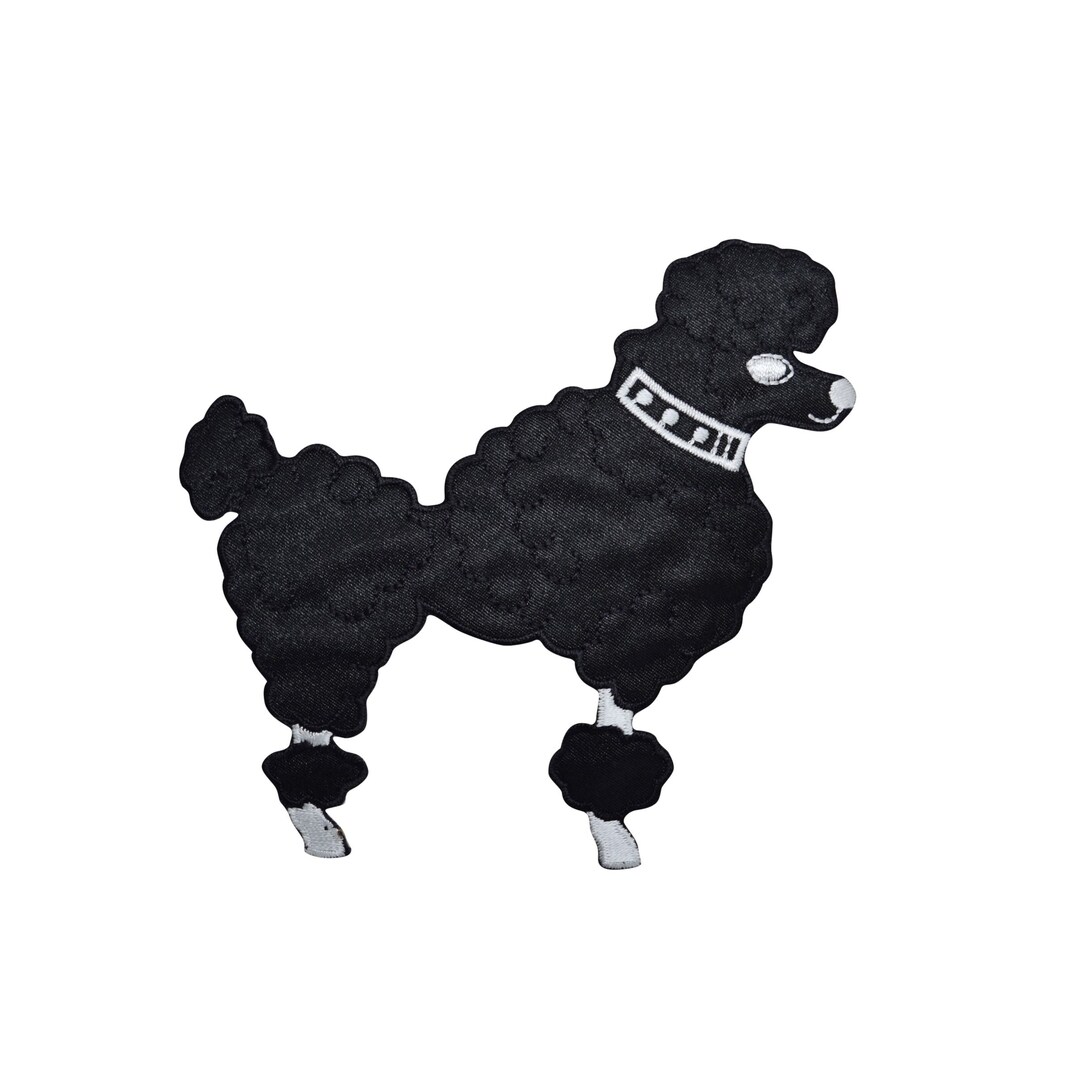 3 Sizes - Black Poodle - Facing Right - Iron on Applique - Embroidered ...