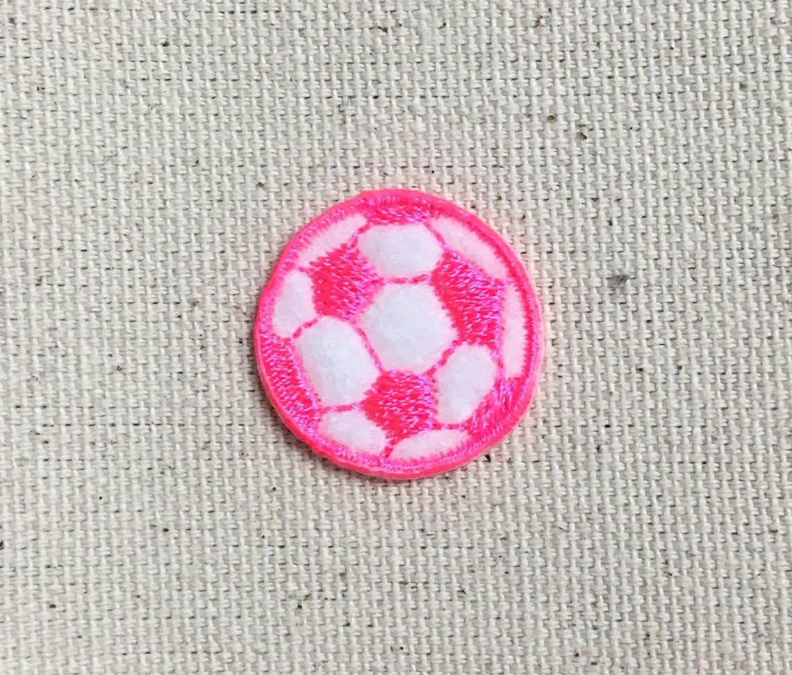 Small - Soccer Ball - Neon Pink - Futebol - Embroidered Patch - Iron on ...