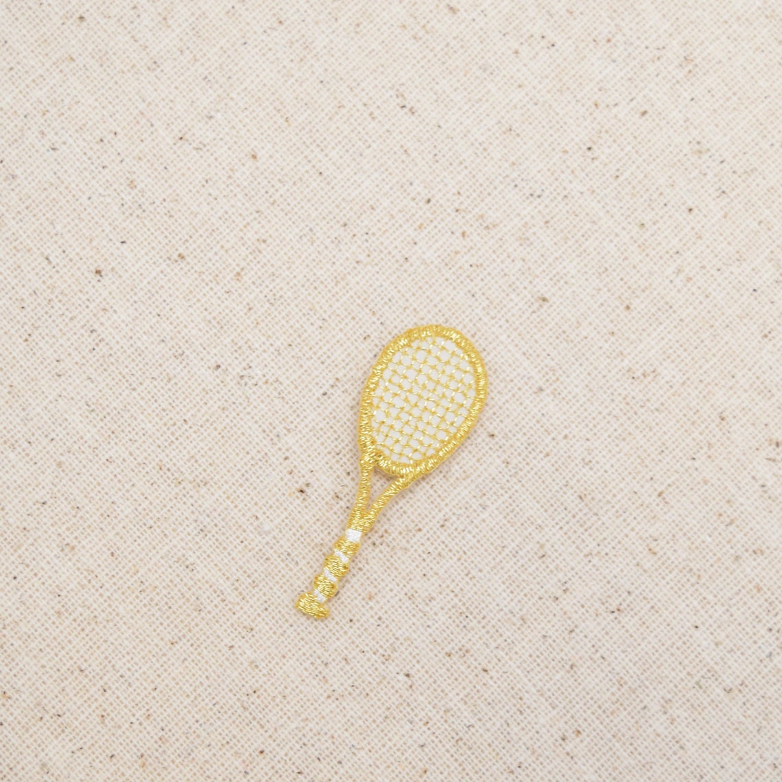Small Gold Tennis Racket Iron on Applique Embroidered - Etsy