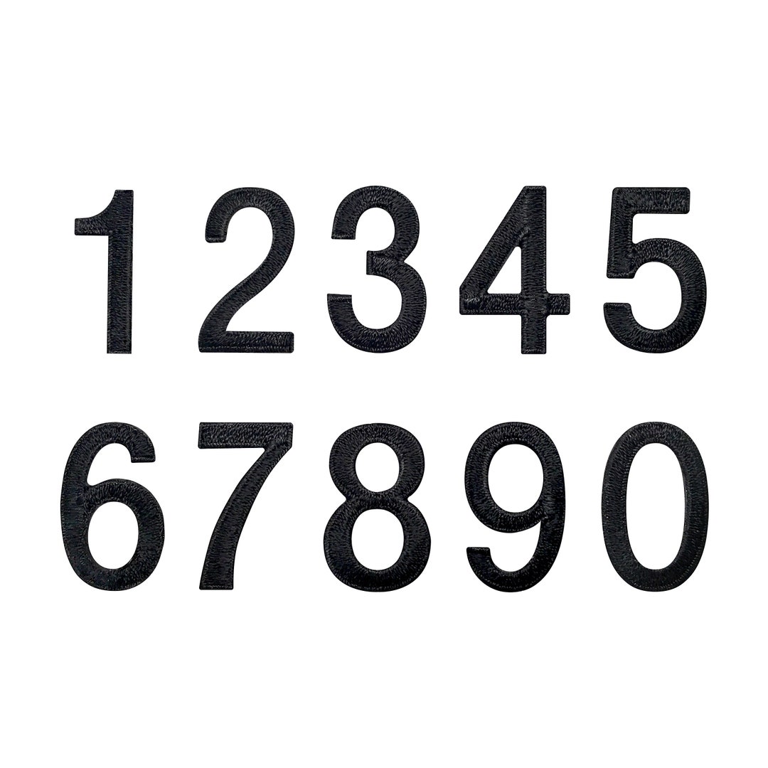 1" Black Block Numbers - Embroidered Iron on Patch - Etsy