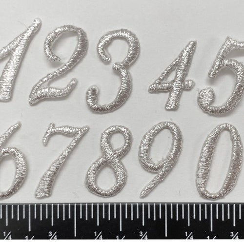 1 Script Numbers White Embroidered Iron on Patch - Etsy
