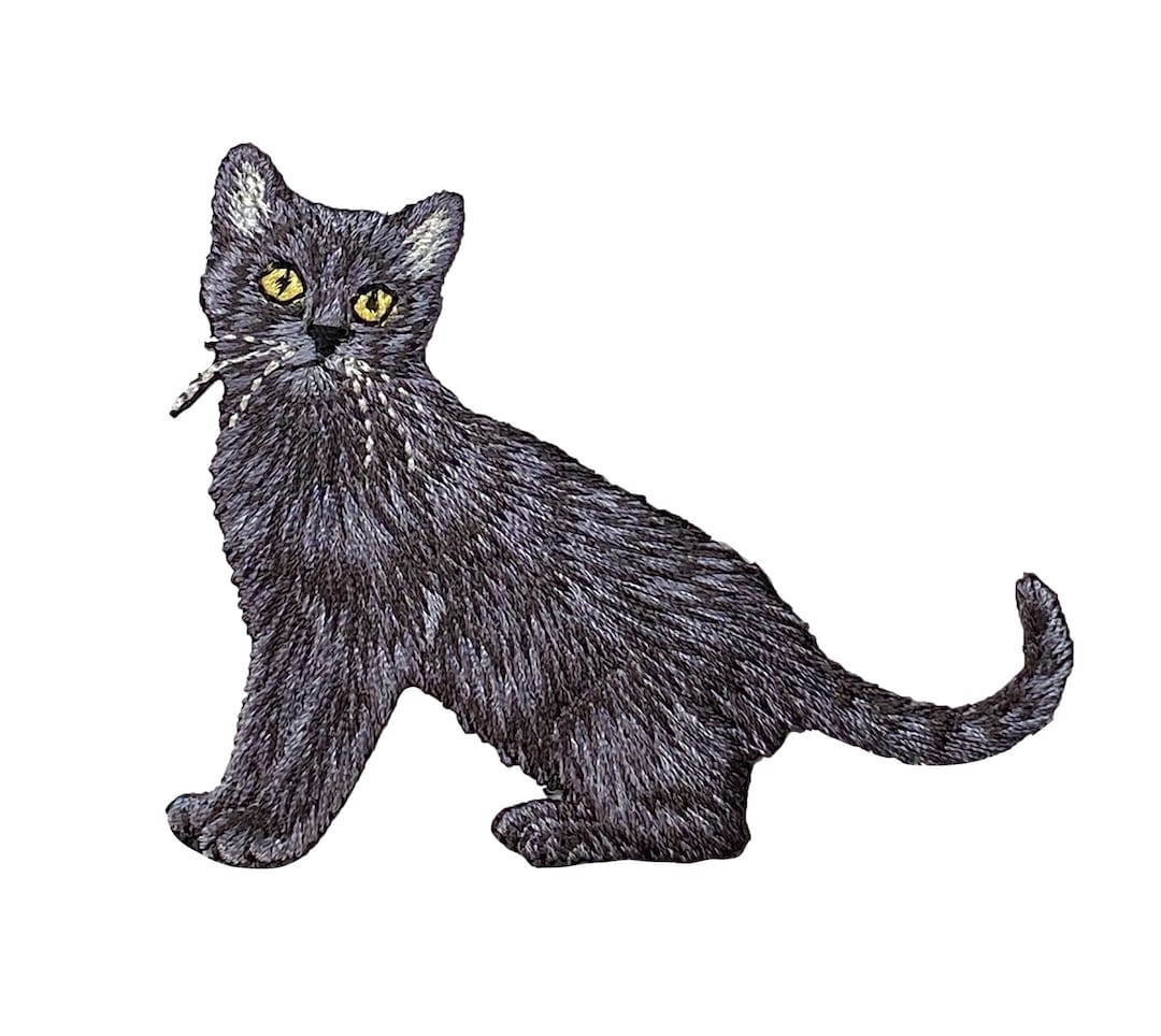 Black Cat, Realistic, Full Body, Pets, Kitten, Embroidered, Iron on ...