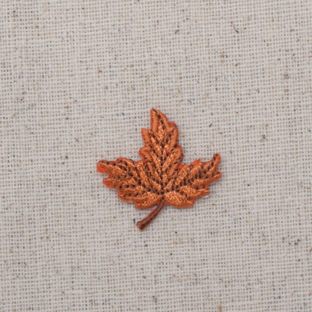 Mini - Tree Leaf - Fall - Autumn Brown - Embroidered Patch - Iron on ...