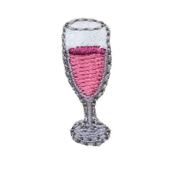 Mini/small Pink Champagne Drink Glass Iron on - Etsy