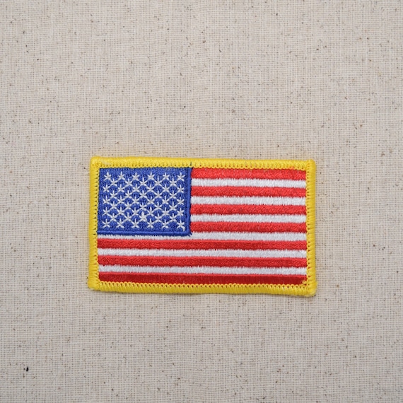 American Flag Large Yellow Border Iron on Applique - Etsy