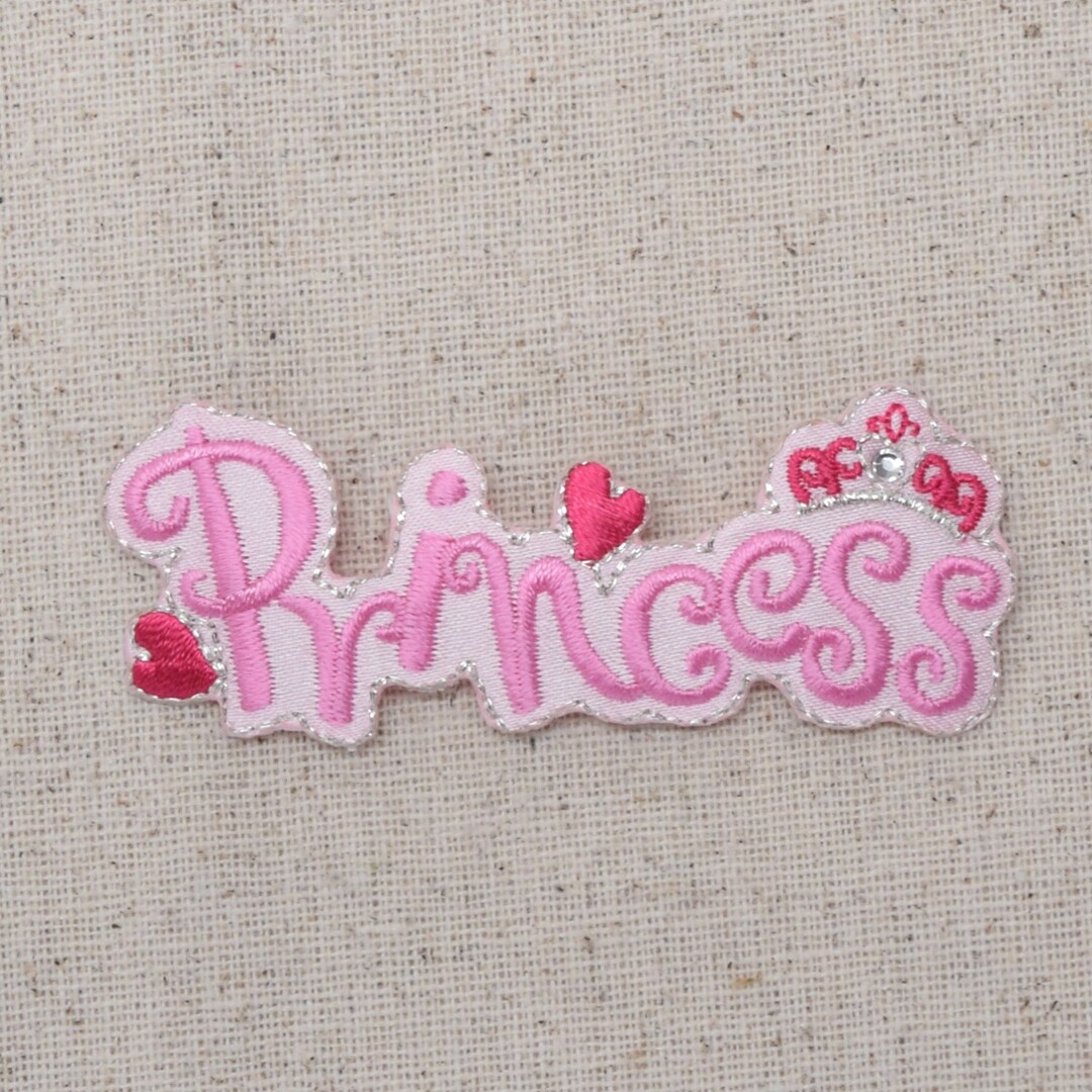 Pink Princess Crown and Hearts Embroidered Patch Iron on - Etsy