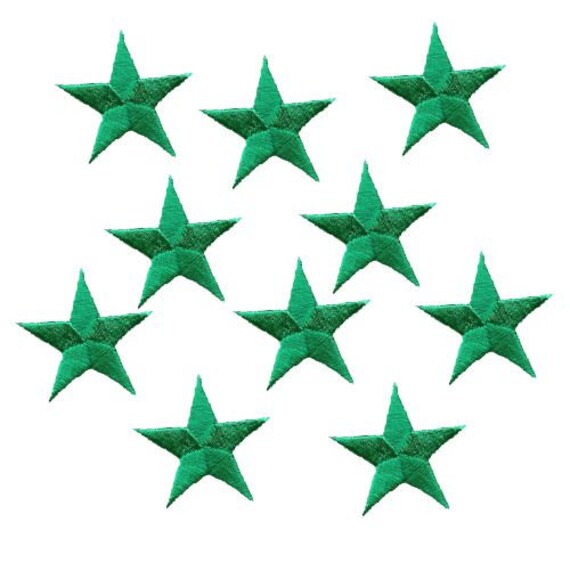 Green Stars 7/8 Pack of 10 Pieces Iron on Applique | Etsy