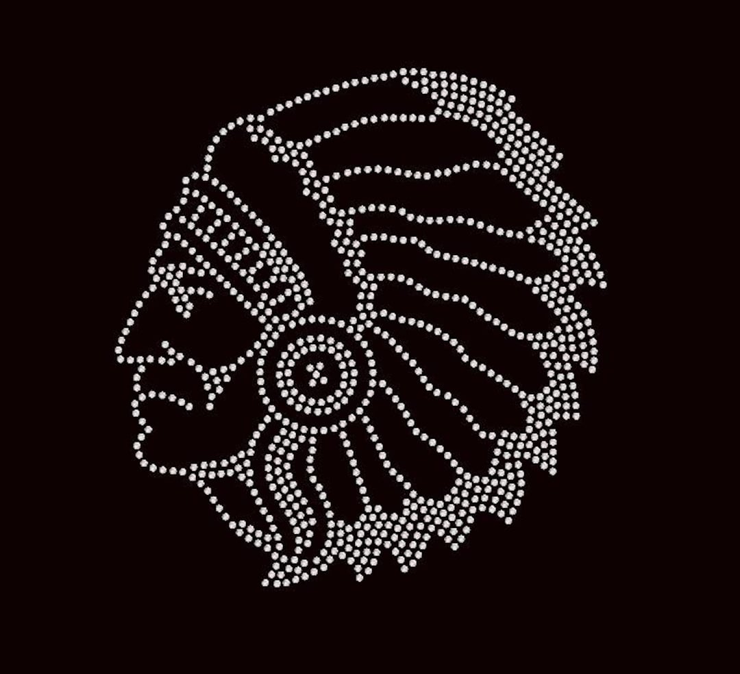 8" Indian Face/head, Crystal Rhinestones, Mascots, Iron on Transfer - Etsy