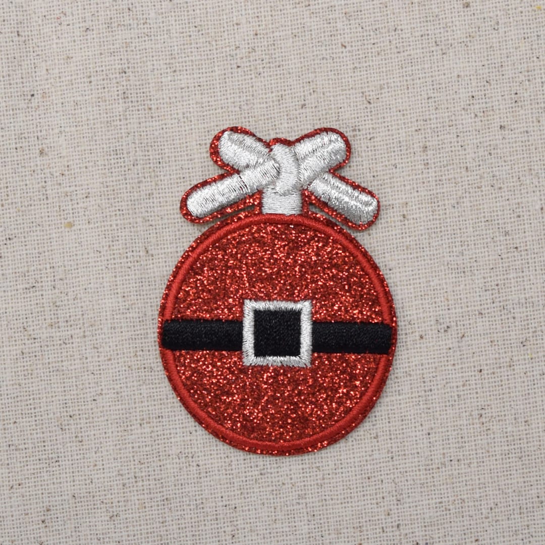 Christmas Ornament - Santa Claus Belt - Red Glitter - Iron on Applique ...