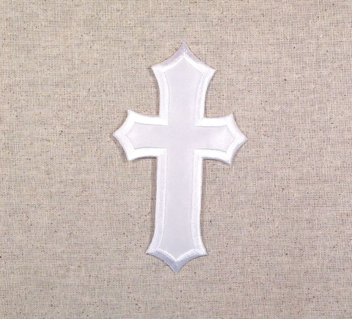 Ornate Pointed White Cross 3 X 5 INCH Iron on Applique | Etsy