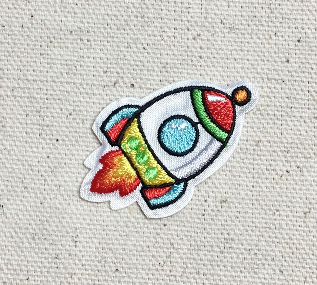 Rocketship - Space Rocket - Iron on Applique - Embroidered Patch ...