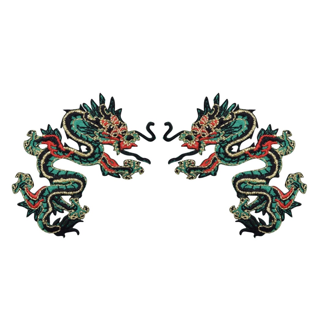 3" Green Chinese Dragon, Embroidered, Iron on Patch - Etsy